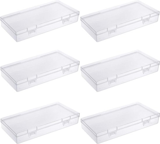 6 Stuks Rechthoekige Lege Plastic Opbergdozen met Deksel voor Kleine ...