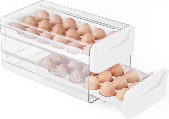 2 Laags Eier Houder Koelkast - Verse Eieren Opslag Container - BPA-vrij ...