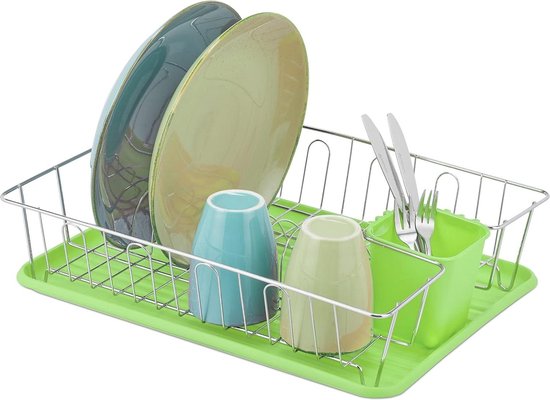 Afdruiprek 115 x 43 x 34 cm - met lekbak en bestekmand - klein druiprek ...