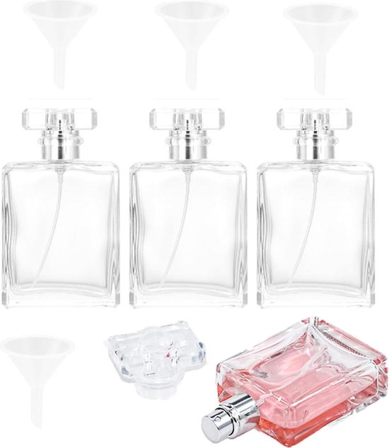 Lege 100 ml parfumflacons - set van 4 met trechter - om te vullen met ...