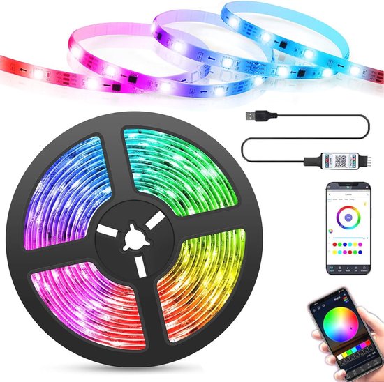 RGB LED Strip Met App Bediening - 2 Meter Flexibele Lichtketting Voor ...