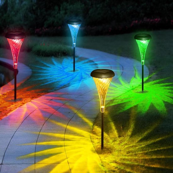 4-pack waterdichte LED-buitenzonneverlichting met 2 verlichtingsmodi ...