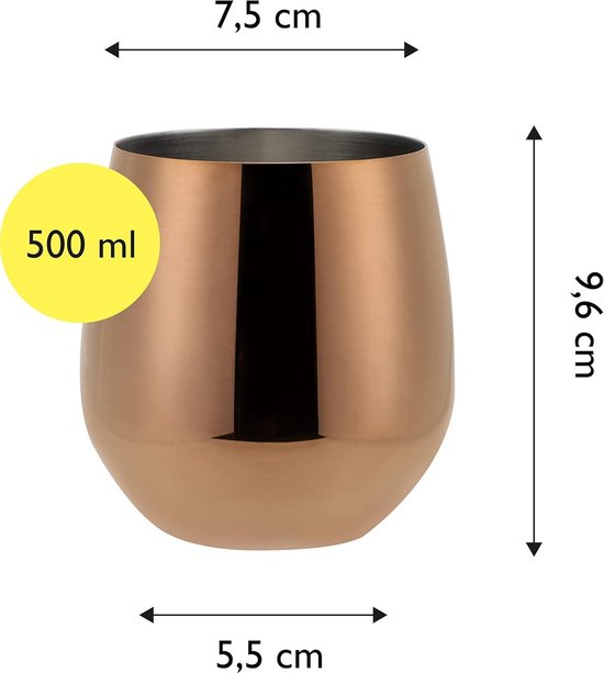 6-delige rode roestvrij stalen onbreekbare wijnglazen - koper-editie ...