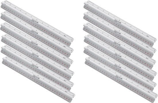 Liniaal aluminium met greeplijst - 30 cm 12 stuks - E-10114 00-I | bol