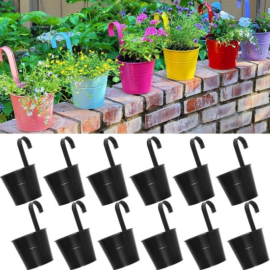 Hangende bloempotten - 16 cm metalen ijzeren vaas emmer plantenbak voor ...