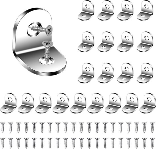 Hoekbeugels 22 stuks - L-beugels voor hout - 44 schroeven - 20 x 20 x ...