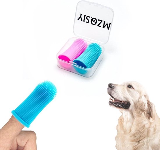 Hondenvingertandenborstel - 2 stuks - 360 ° siliconen - voor honden en ...