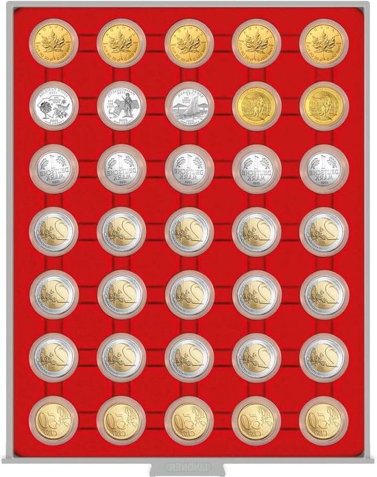 2530 Coin box STANDARD - 35 round compartments for coin capsules - Ø 32 ...