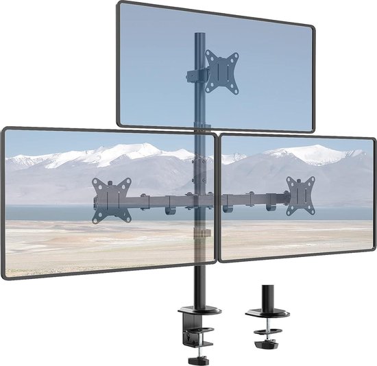 Drievoudige monitorhouder - verstelbare monitorstandaard voor 3 ...