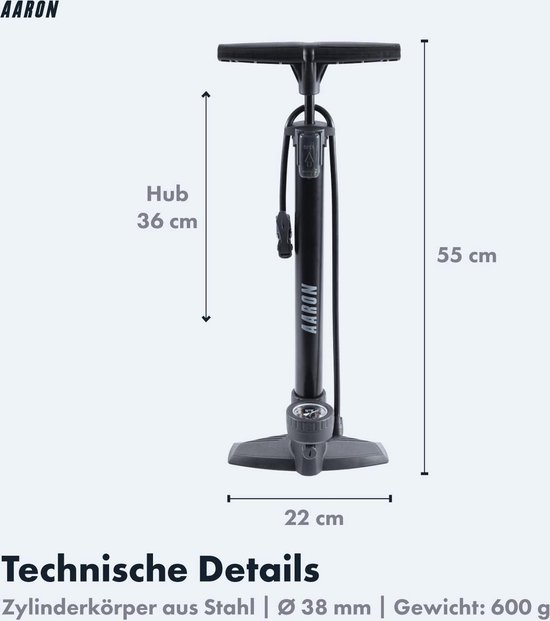 Staande fietspomp met manometer voor alle ventielen - hogedruk fietspomp racefiets -... | bol