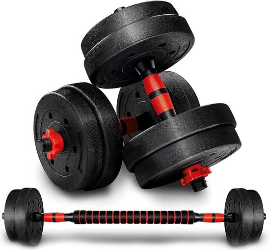 Gewichtsset 3-in-1 paar verstelbare halters en lange halterstang - voor ...