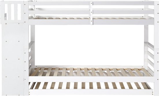 Merax Kinderbed Bunkbed met Uittrekbed - Ladder met Opbergruimte ...