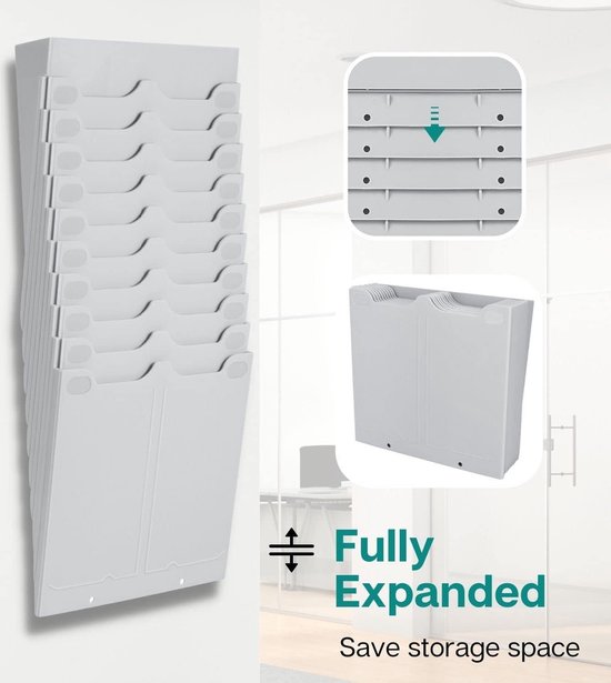 Time Card Holder Wall Mounted Expandable Double Row 20 Slot Rack - 7 x ...