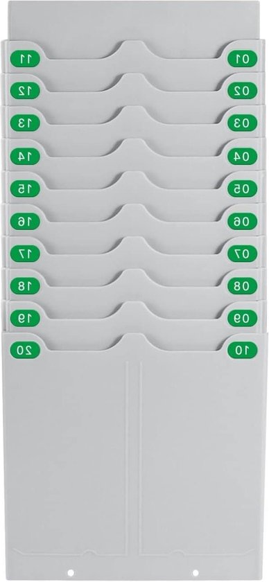 Time Card Holder Wall Mounted Expandable Double Row 20 Slot Rack - 7 x ...