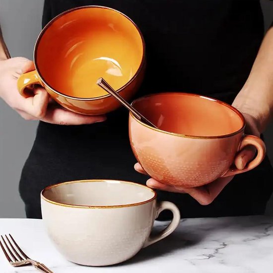 Grote koffiemok 700 ml - Soepkom met handvat - Mueslikom - XXL ...