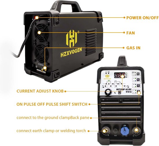 Hzxvogen - HVT250P - Elektrisch lasapparaat - 4 in 1 - Aluminium Tig ...