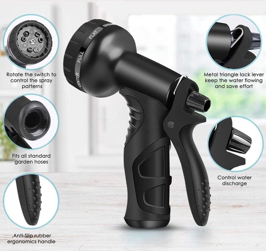 Flexibele uitbreidbare tuinslang met 10 sproeistanden - messing sproei ...