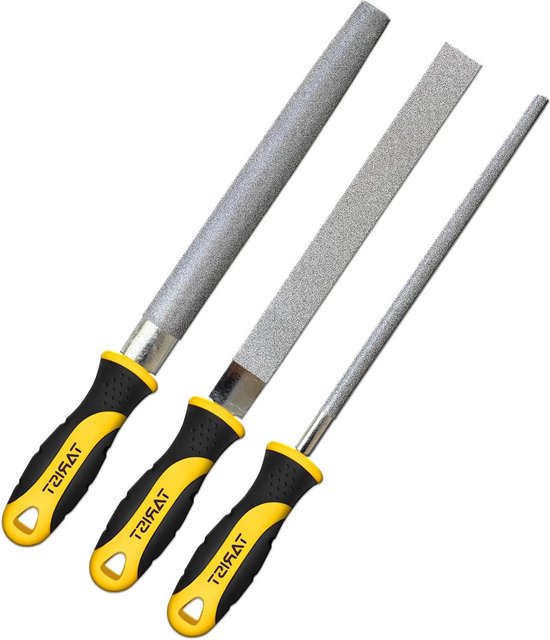 3-delige Diamond File Set 20 cm - Plat-Half-Rond-Rond - Voor ...