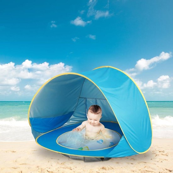Strandtent voor kinderen met zwembad en 4 haken - pop-up strandtent met ...