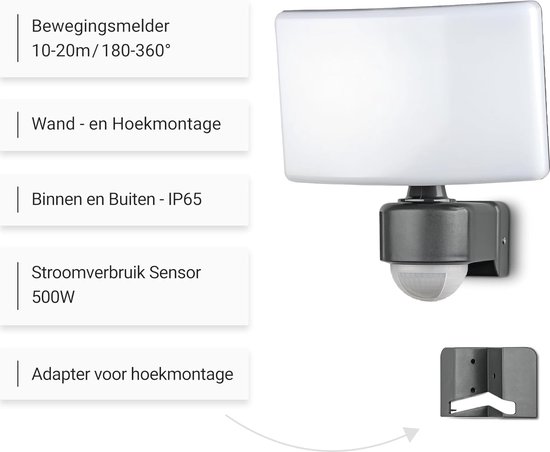 LED Buitenlamp met Bewegingssensor - Waterdichte Wandlamp IP65 met ...