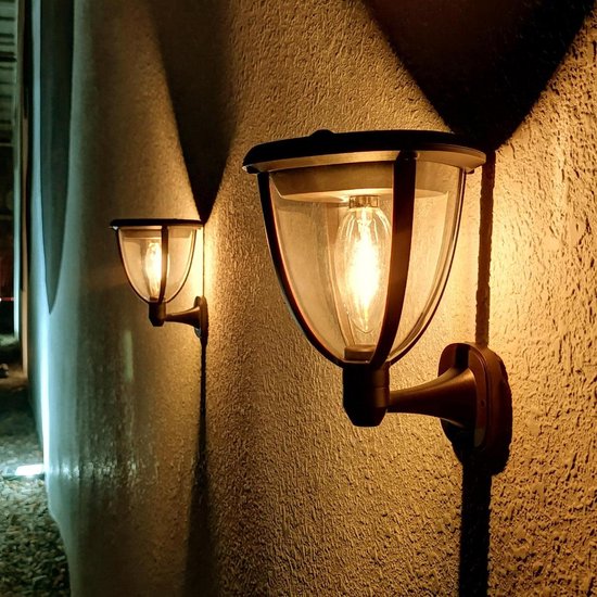 Tuinverlichting op zonne energie LED Wandlamp Warm Wit 2700K 2 Modi ...