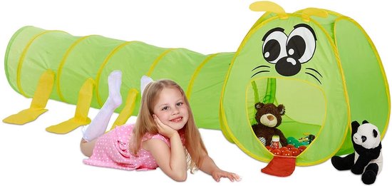XXL speeltent met kindertunnel - kruiptunnel rups voor binnen en buiten ...