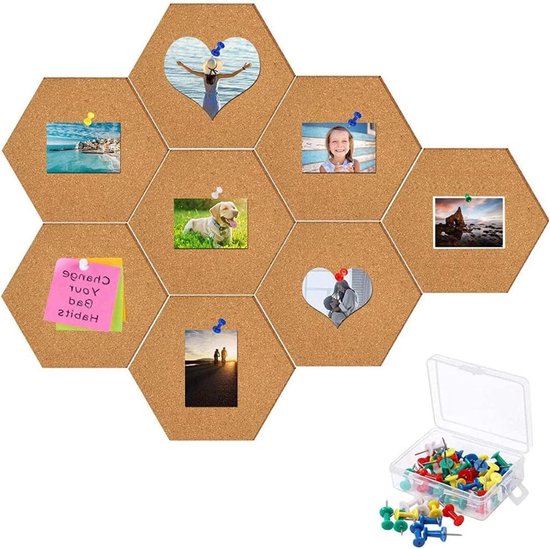 Kleine muur Bulletin Boards Zeshoek Cork Board Hexagon Mini Cork Notice ...