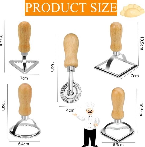 Ravioli Koekjesvormer Set van 5 Dumpling Shapers en Gebakswielen met ...