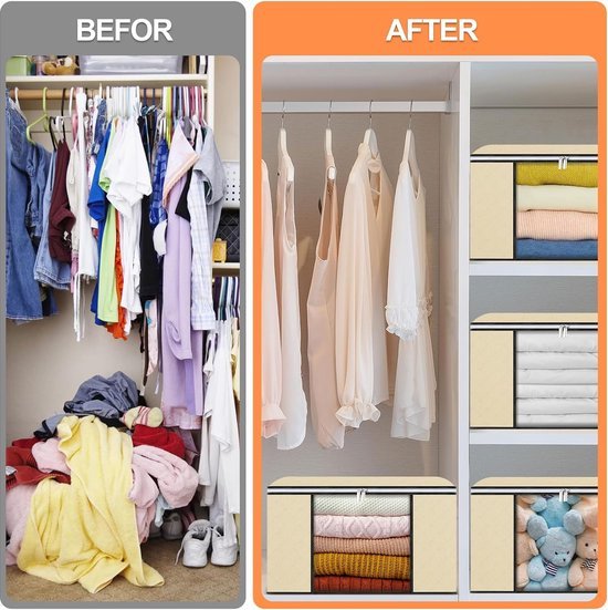 4 stuks 90 l opbergtas, groot, opbergdoos met deksel, versterkte ...