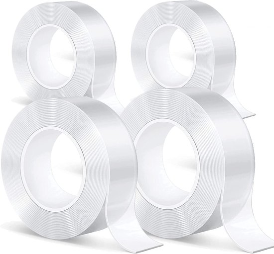 Nano-tape dubbelzijdig sterk 20 m - transparant - multifunctionele plakband - wasbaar... | bol