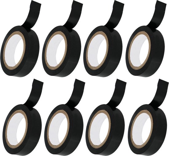 Set van 8 rollen PVC tape, 1 cm breed, totaal 80 meter lengte | bol.com