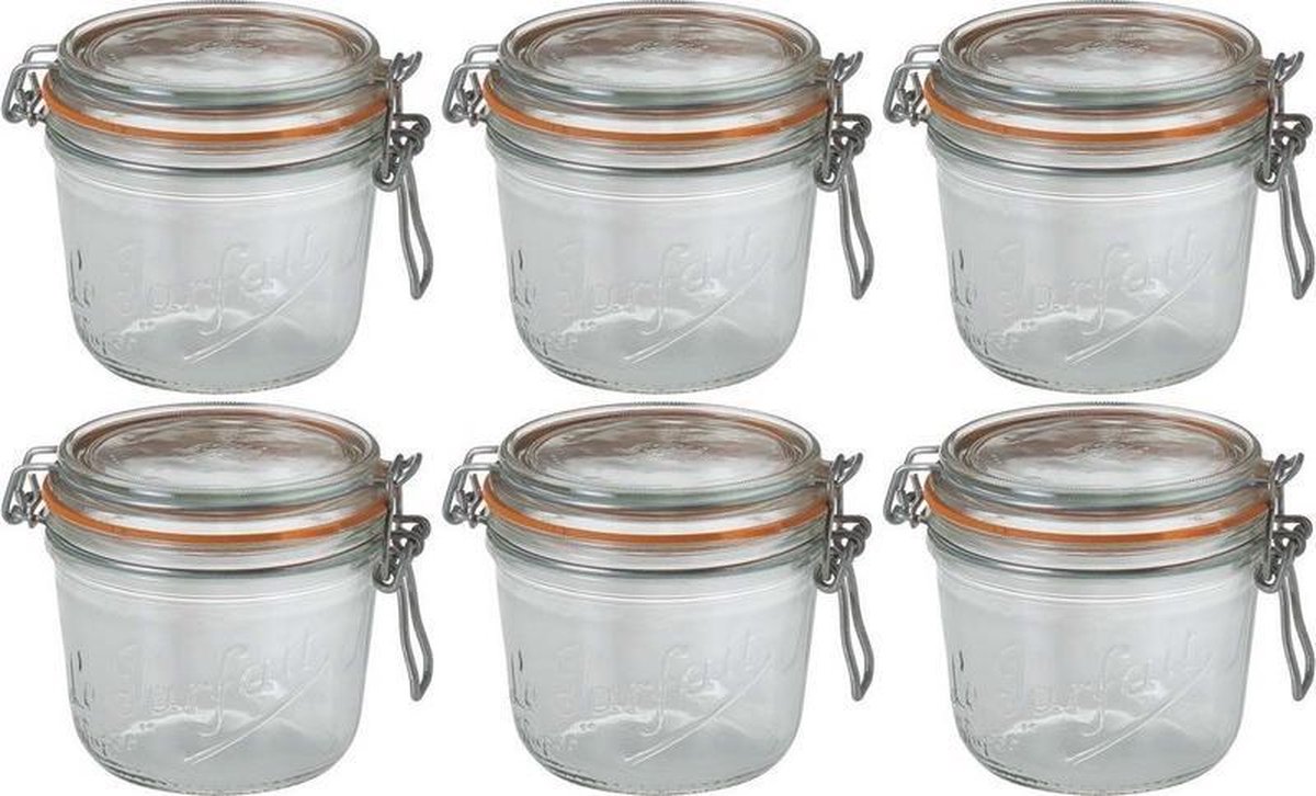 6x Weckpotten/inmaakpotten met klepdeksel en beugelsluiting 500 ml ...