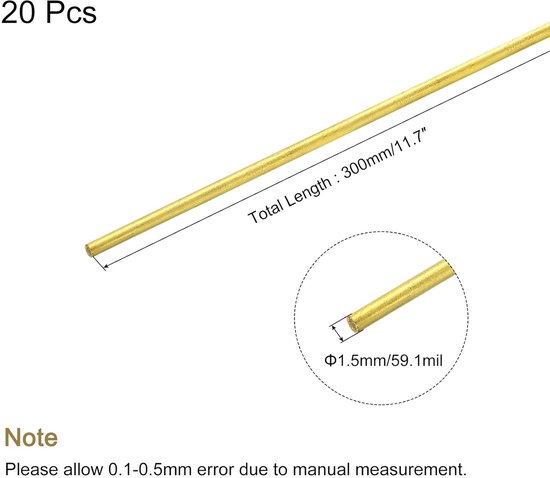 Messing Staaf 1.5mm Diameter 300mm Lengte voor RC Model DIY - 20 stuks ...