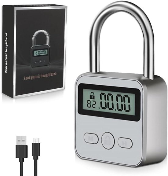 Digital Time Lock met LCD Display - USB Veiligheidsslot - Zwaar Metalen ...