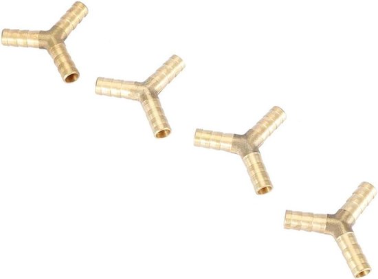 Allecto Plus - 4-delige set messing Y- en L-barbed connectoren 8mm - 3-weg ventiel... | bol