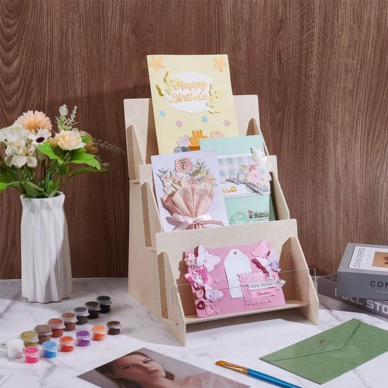 Allecto Plus - Houten display voor wenskaarten en postzegels met 3 ...