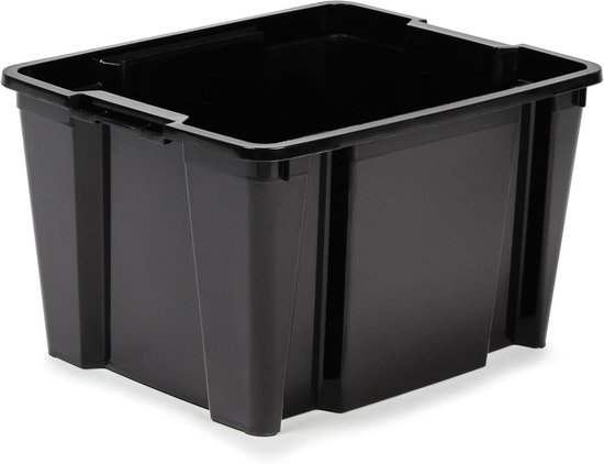 Kunststof opbergbox set van 8 opbergdozen 30 l stapelbaar zonder hoes ...