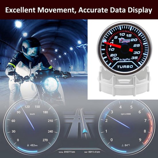 Auto Turbo Boost Meter 52 mm - Turbo Impuls Indicator PSI Boost Meter ...