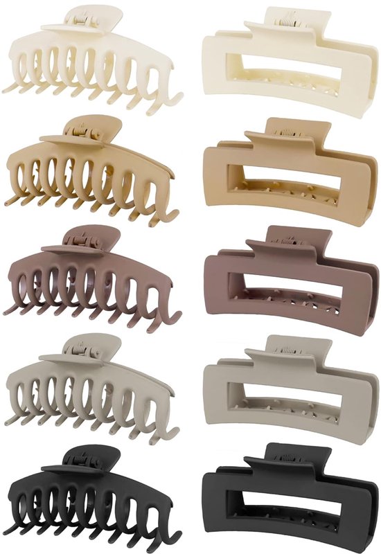 TRANKIELO® - Stijlvolle Haarclip Set - Set van 10 - Plastic Vierkante ...