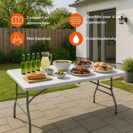 Inklapbare Tafel 180x74x74 cm - Klaptafel Opvouwbaar met Draaghandvat ...