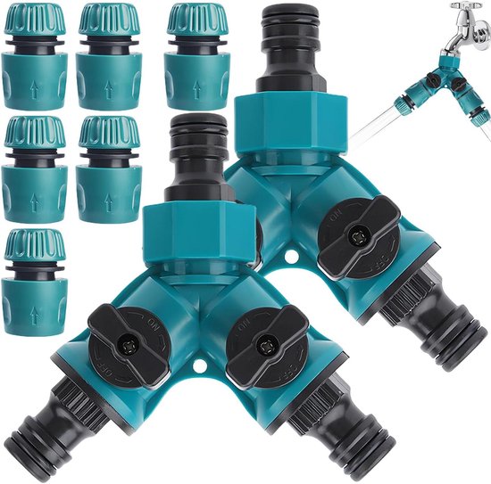 Allecto Plus - 2 stuks 2-weg tuinslang verdeler met afsluitventiel - Ideaal voor... | bol