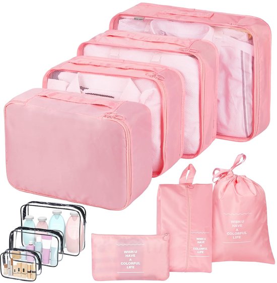 Reiskoffer-organizer - bagage-organizer - 8-delig - roze | bol