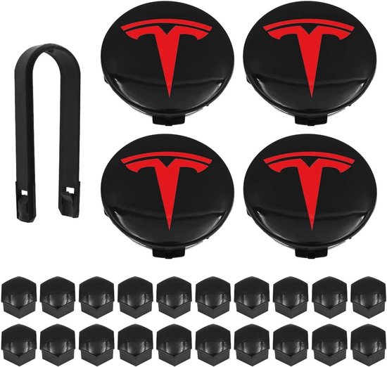 JGS Premium - Wieldop Kit voor 25 auto wielen - Rood met center hub cap ...