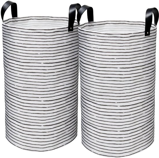 Ibenzoa® Set van twee ruime en waterdichte opvouwbare wasmanden met PU ...