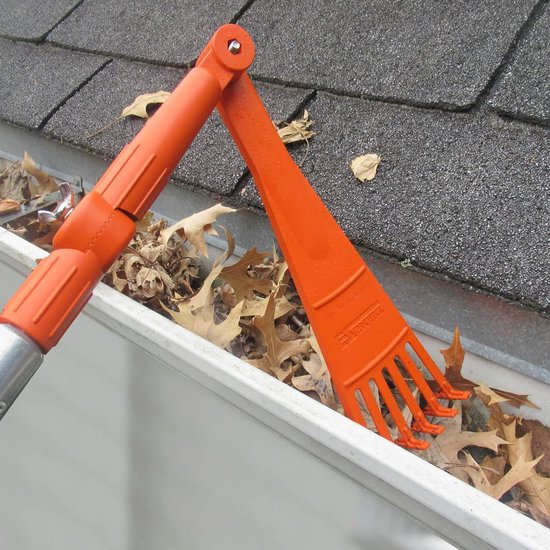 Mini rake head for removing leaves and dirt from roofs gutters and hard ...