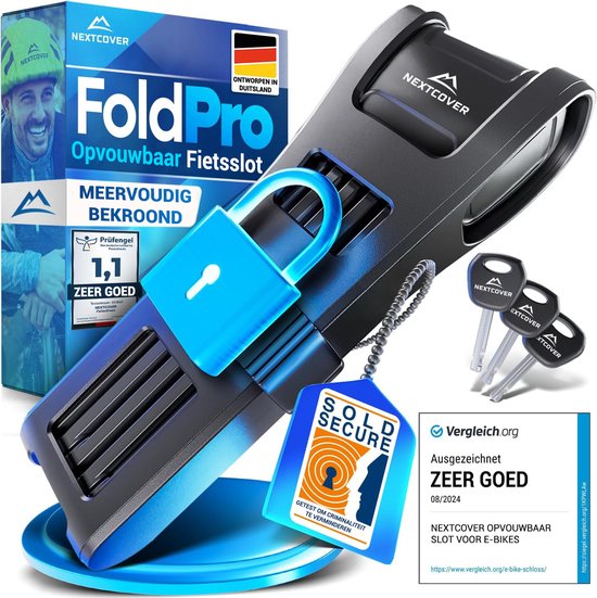 Nextcover Vouwslot 100cm FoldOne Pro | Fietsslot met Drie Sleutels ...