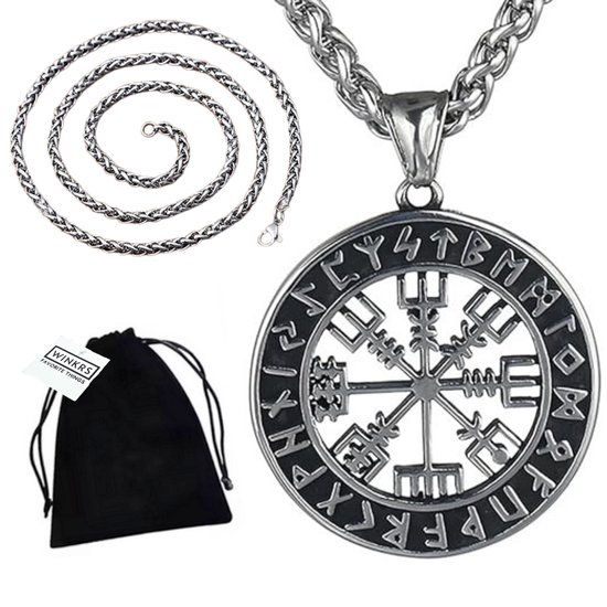 Viking Kompas Ketting – Vegvisir Hanger met Runen | Roestvrij Staal ...