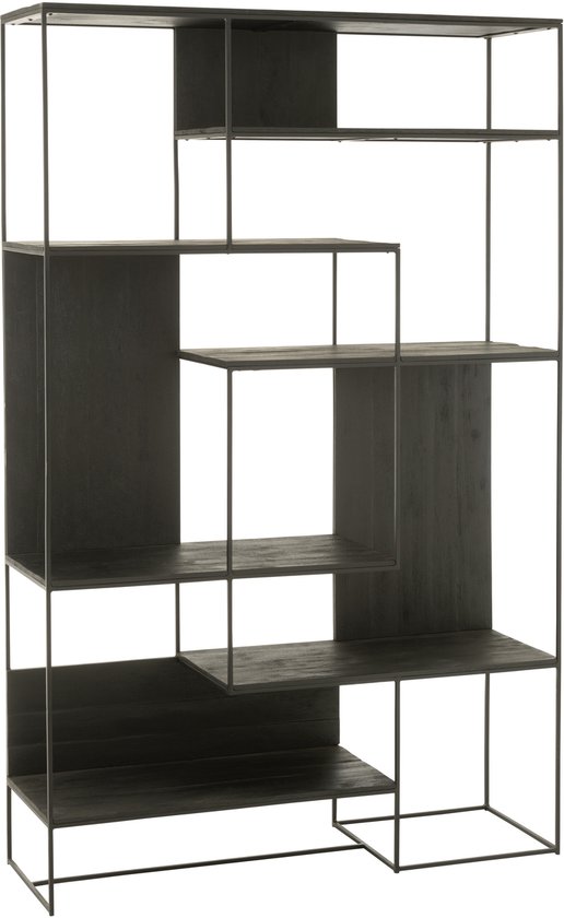 J-Line rek Modern Teak - hout/metaal - zwart | bol