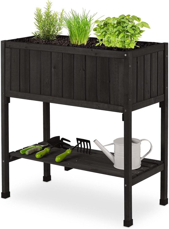 moestuinbak op poten met folie en opbergruimte - 80 x 74 x 38 cm ...
