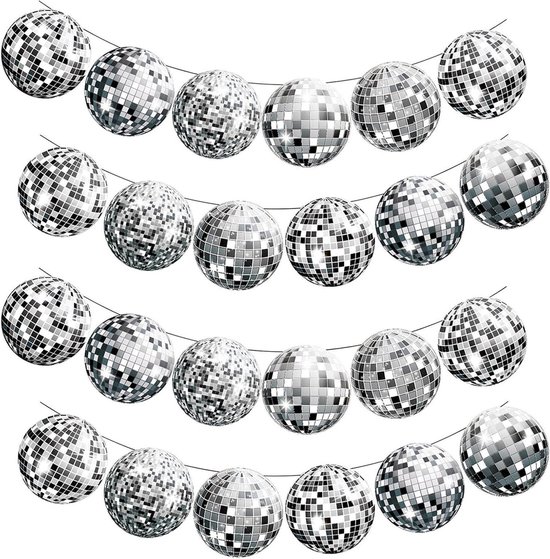 Allecto Plus - Decoratieve slinger zilver 2 stuks glitter discombal ...